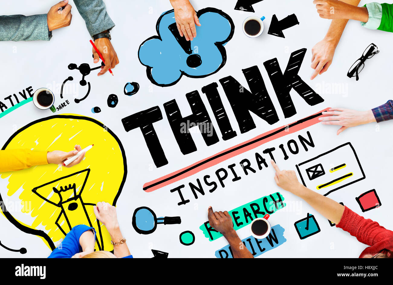 Think Inspiration Knowledge Solution Vision Innovation Concept Stock ...