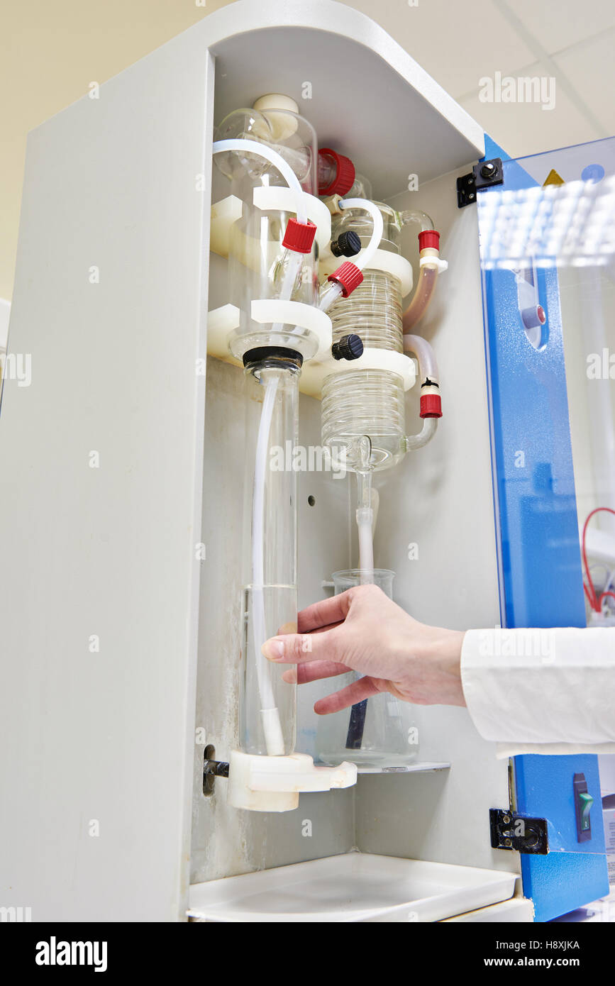 Nitrogen and Protein Analyzer in the biochemical laboratory Stock Photo ...