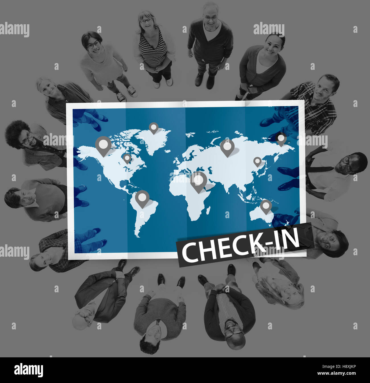 Check In Cartography Location Spot Travel World Global Concept Stock ...