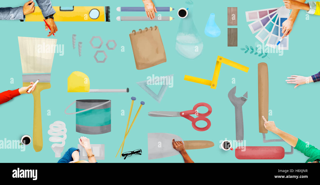 Equipment Tools Craft Construction Work Concept Stock Photo - Alamy