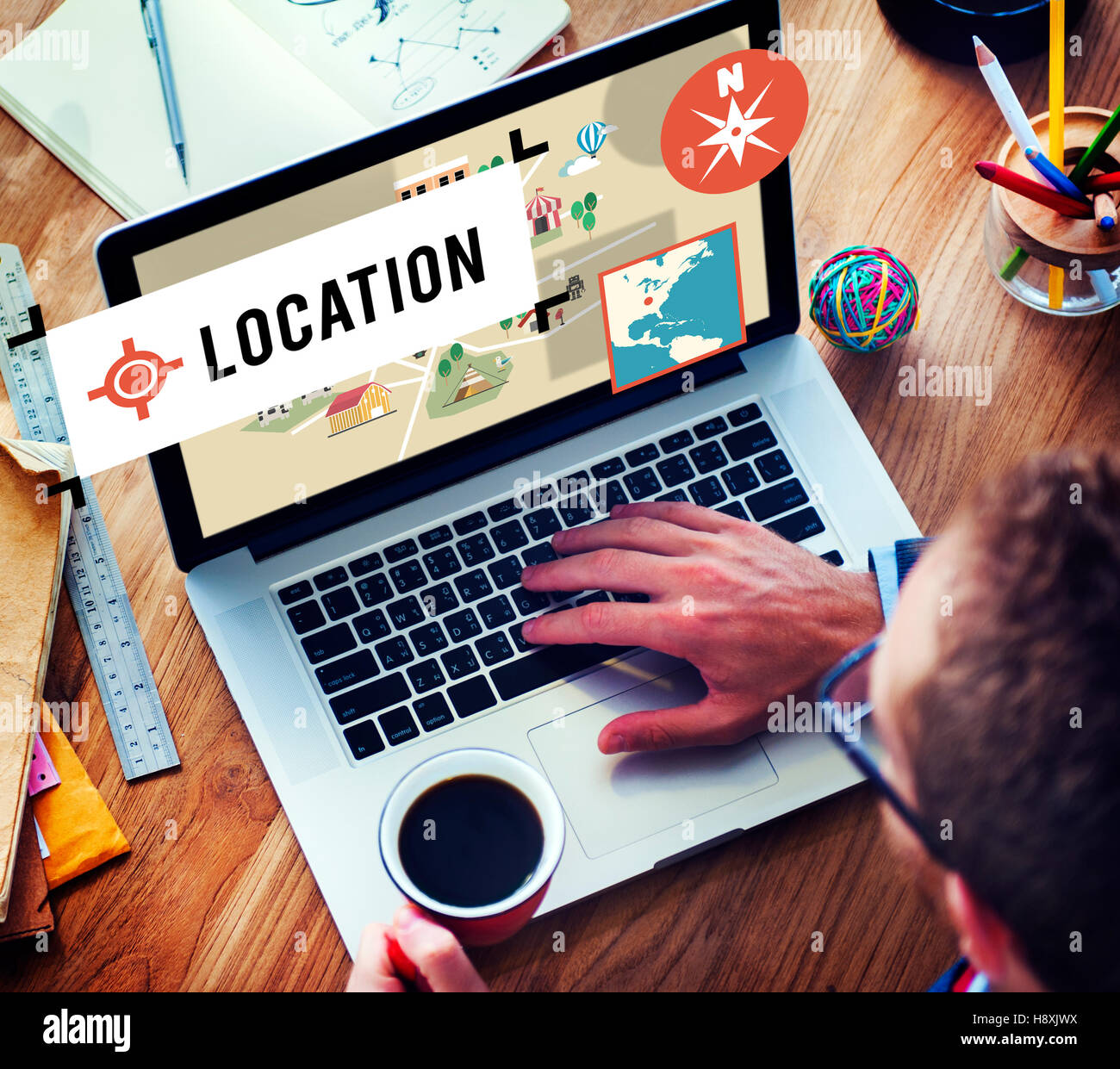 Location Navigation Map Direction Route Concept Stock Photo - Alamy