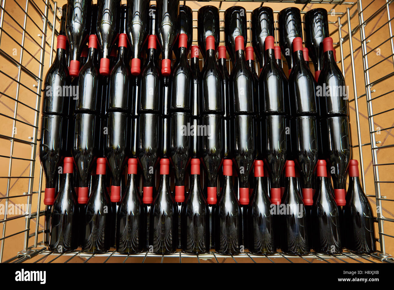 Wine bottles in factory close-up Stock Photo - Alamy