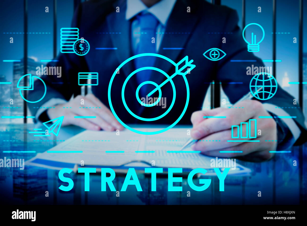 Strategy Target Mission Objective Graphics Concept Stock Photo - Alamy