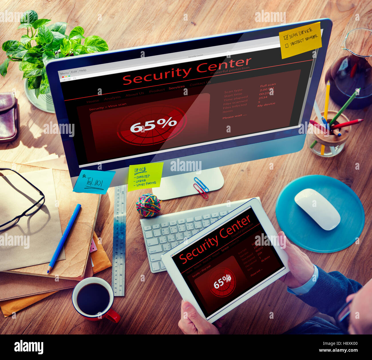 Security Center Digital Device Internet Wireless Searching Concept ...