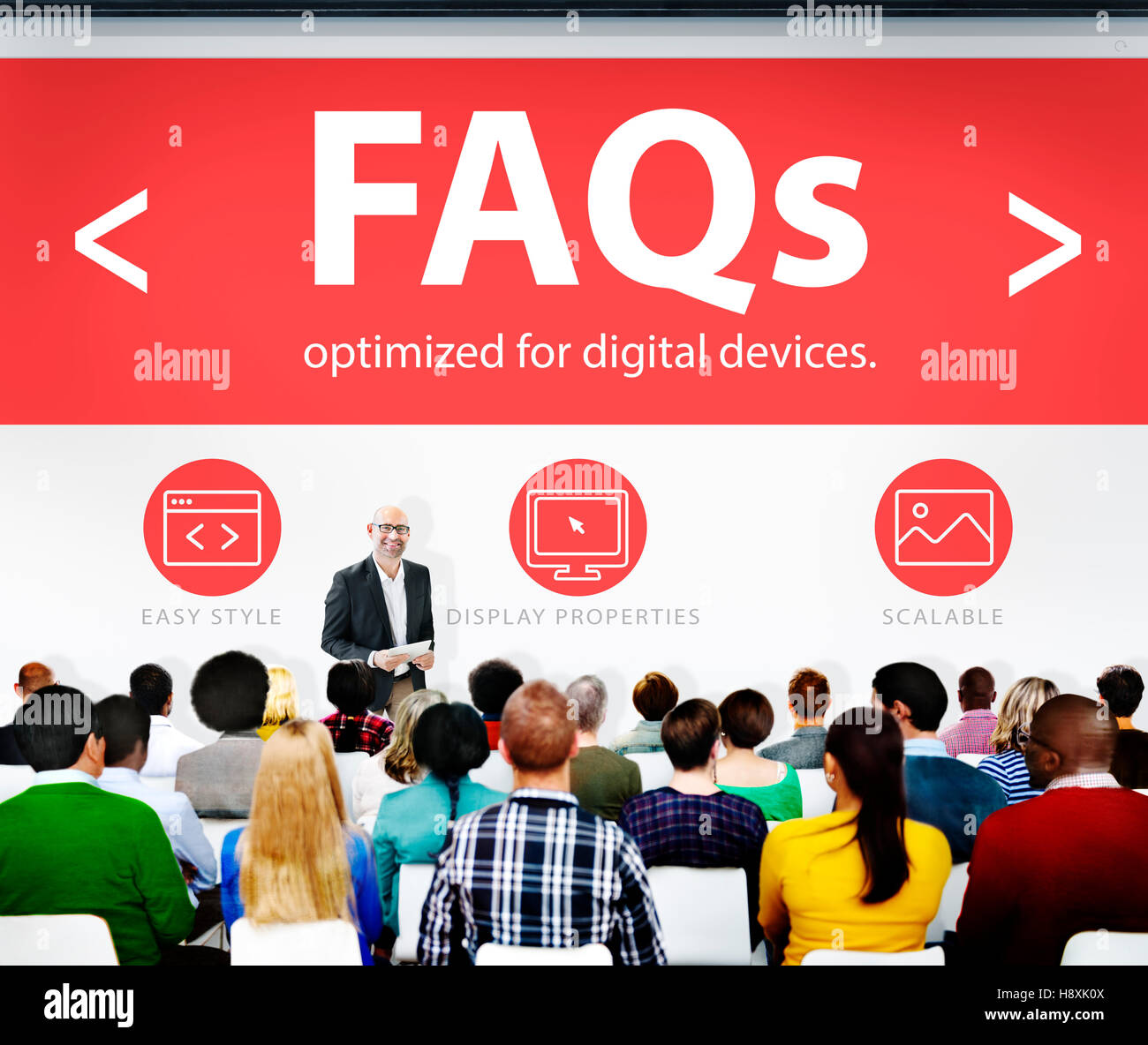 Digital Online FAQs Community Office Working Concept Stock Photo - Alamy