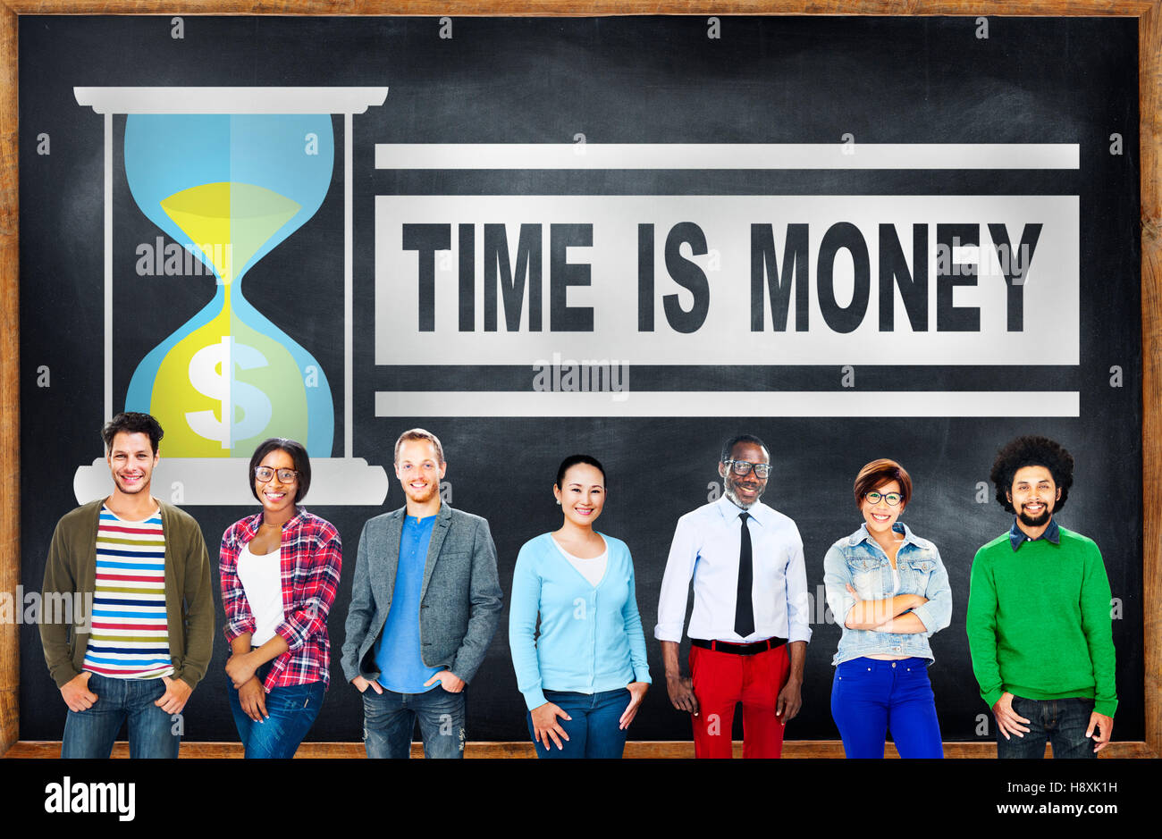 Time Money Hour Glass Casual People Concept Stock Photo - Alamy
