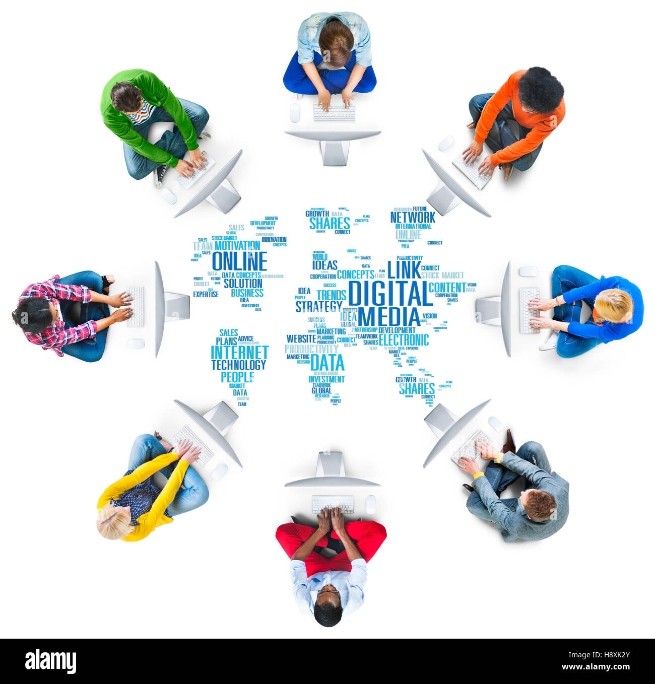 Digital Media Connecting Content Network Technology Concept Stock Photo ...