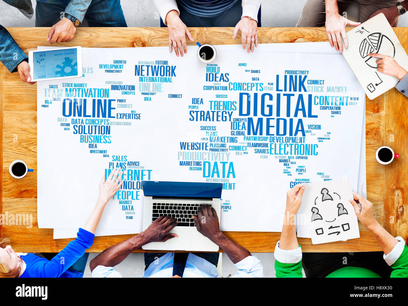 Digital Media Connecting Content Network Technology Concept Stock Photo ...