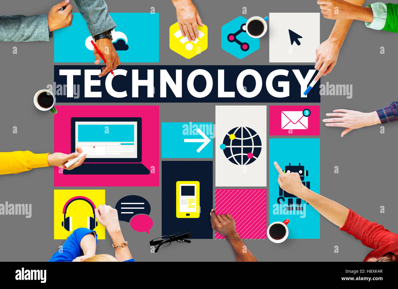 Technology Social Media Networking Online Digital Concept Stock Photo ...