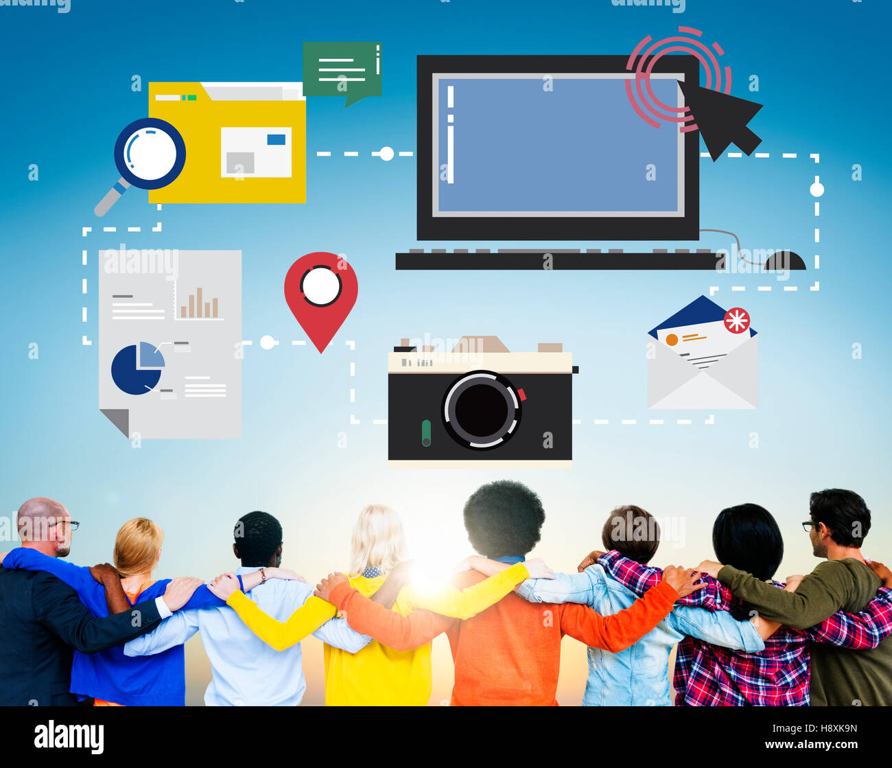 Technology Media Social Network Connection Concept Stock Photo - Alamy