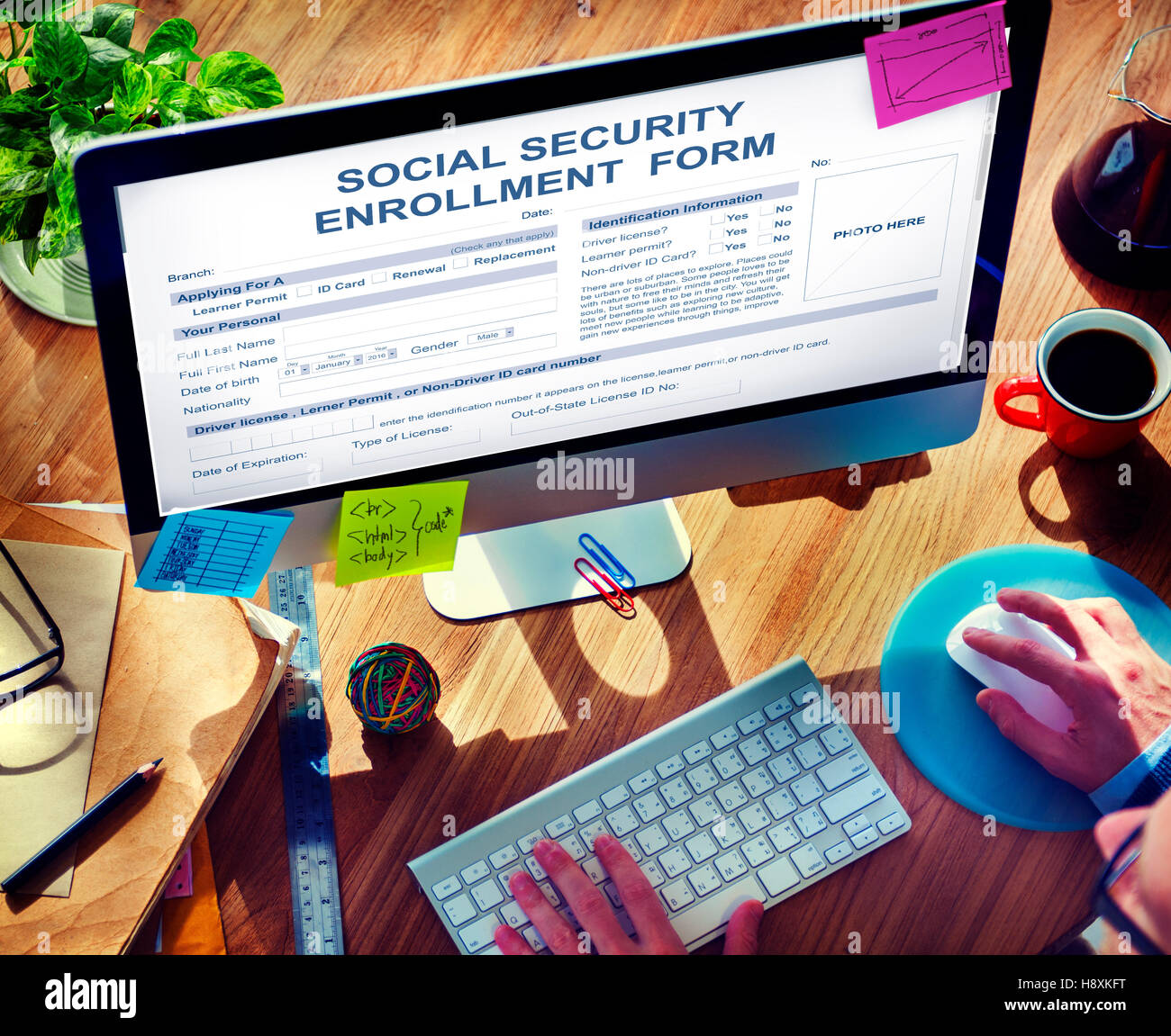 Social Security Enrollment Form Concept Stock Photo - Alamy