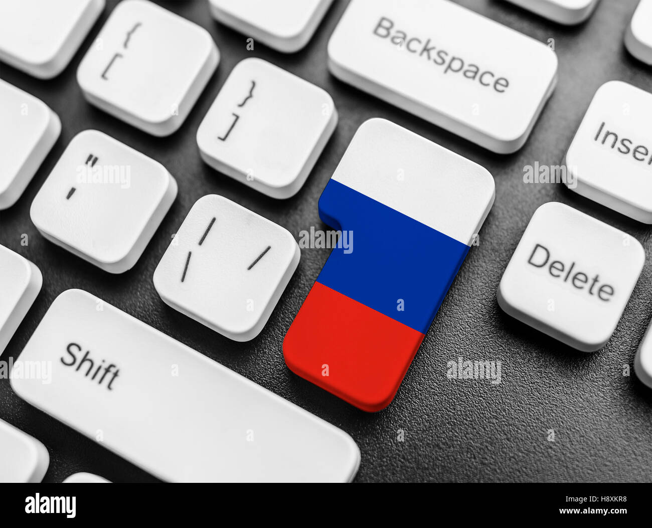 Enter key button with Flag of Russia Stock Photo - Alamy