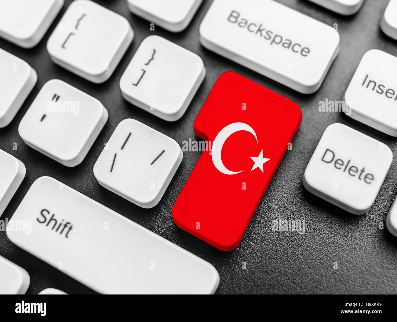 Enter key button with Flag of Turkey Stock Photo - Alamy