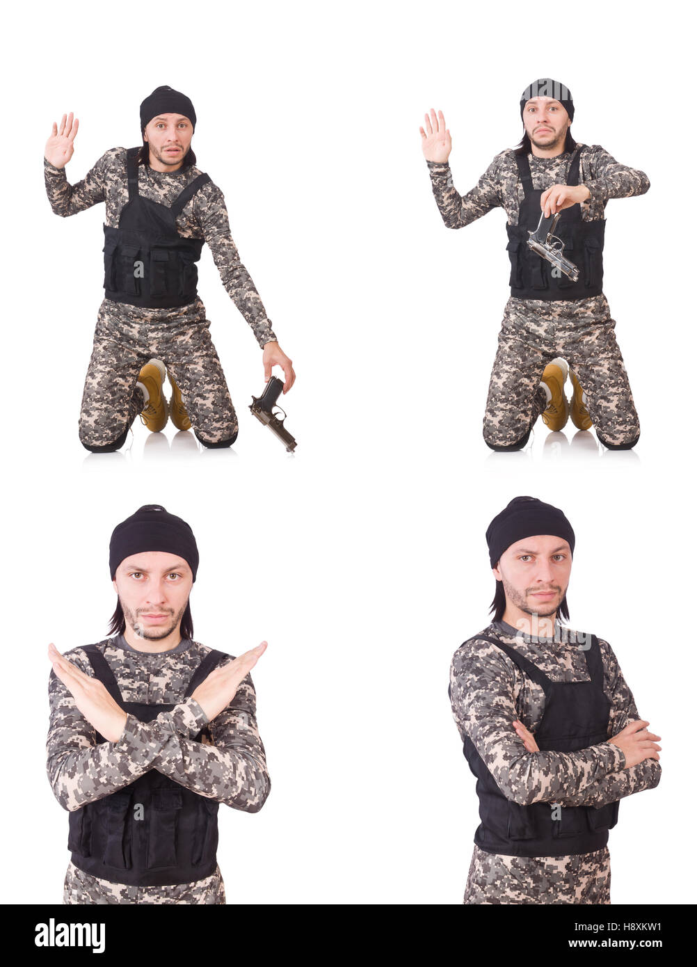 Soldier with gun isolated on white Stock Photo - Alamy
