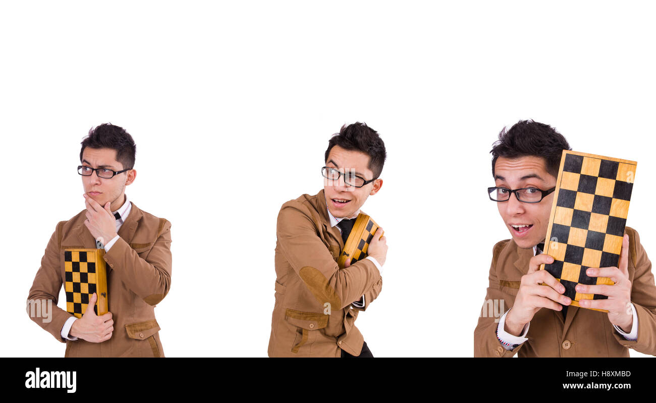 Funny chess player isolated on white Stock Photo - Alamy