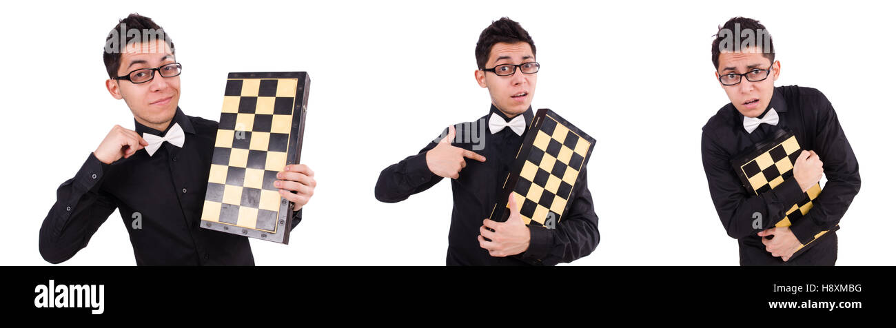 Funny chess player isolated on white Stock Photo - Alamy