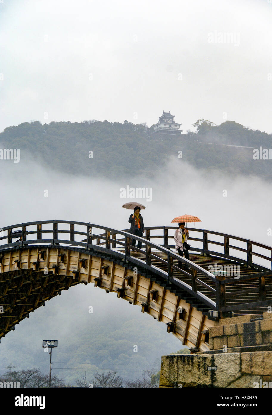 This beautiful classic traditional arched bridge in Japan is the Kintai ...