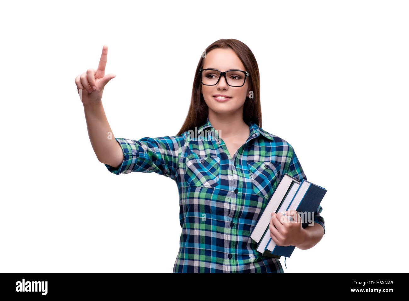 Young student isolated on the white background Stock Photo - Alamy