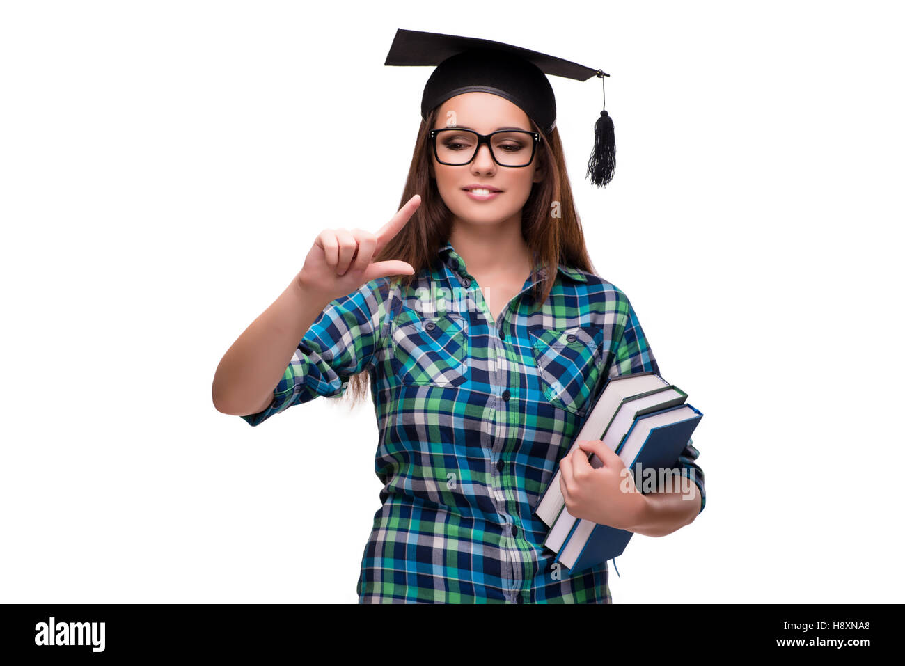 Young student isolated on the white background Stock Photo - Alamy