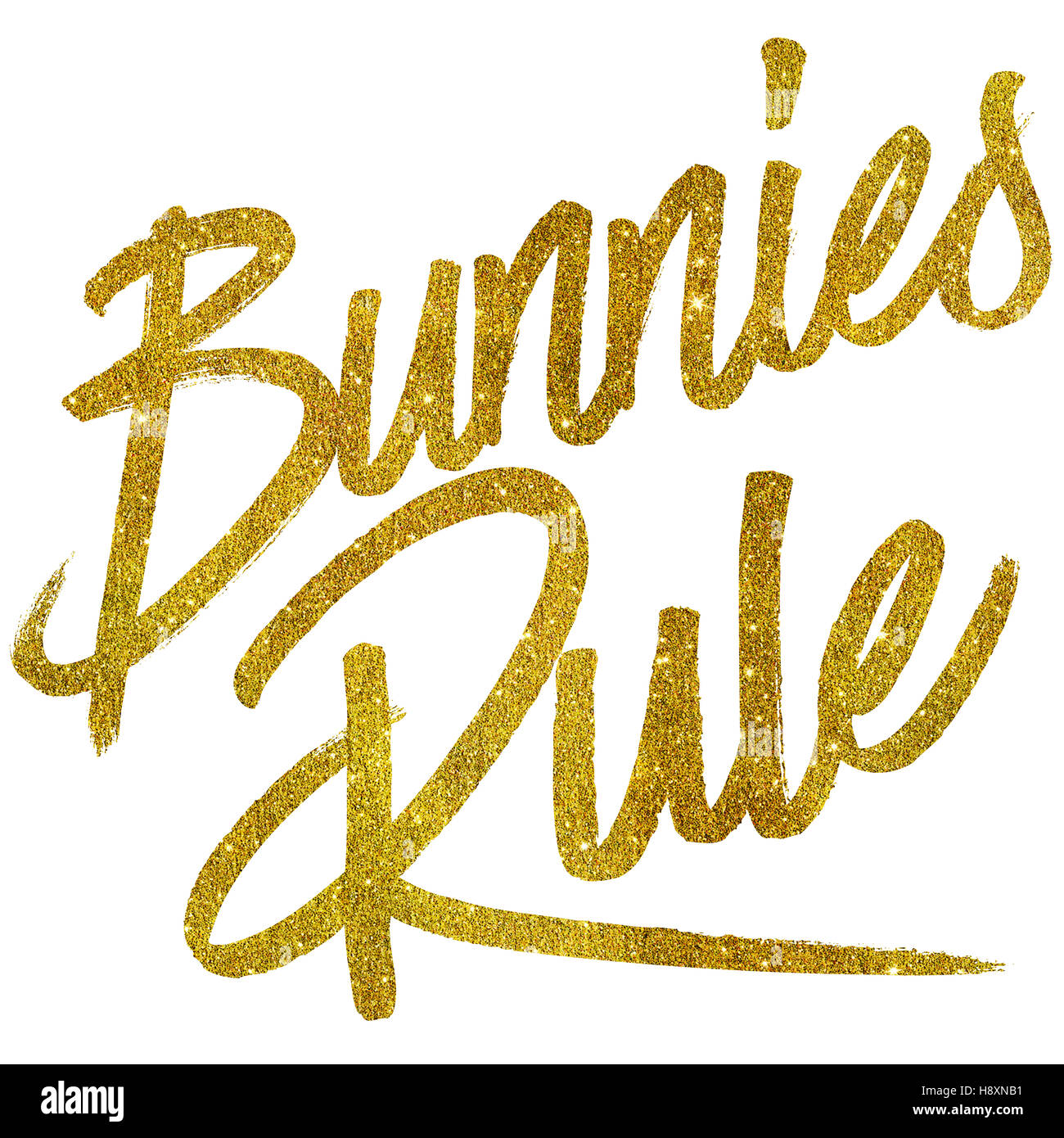 Bunnies Rule Gold Faux Foil Metallic Glitter Quote Isolated Stock Photo ...