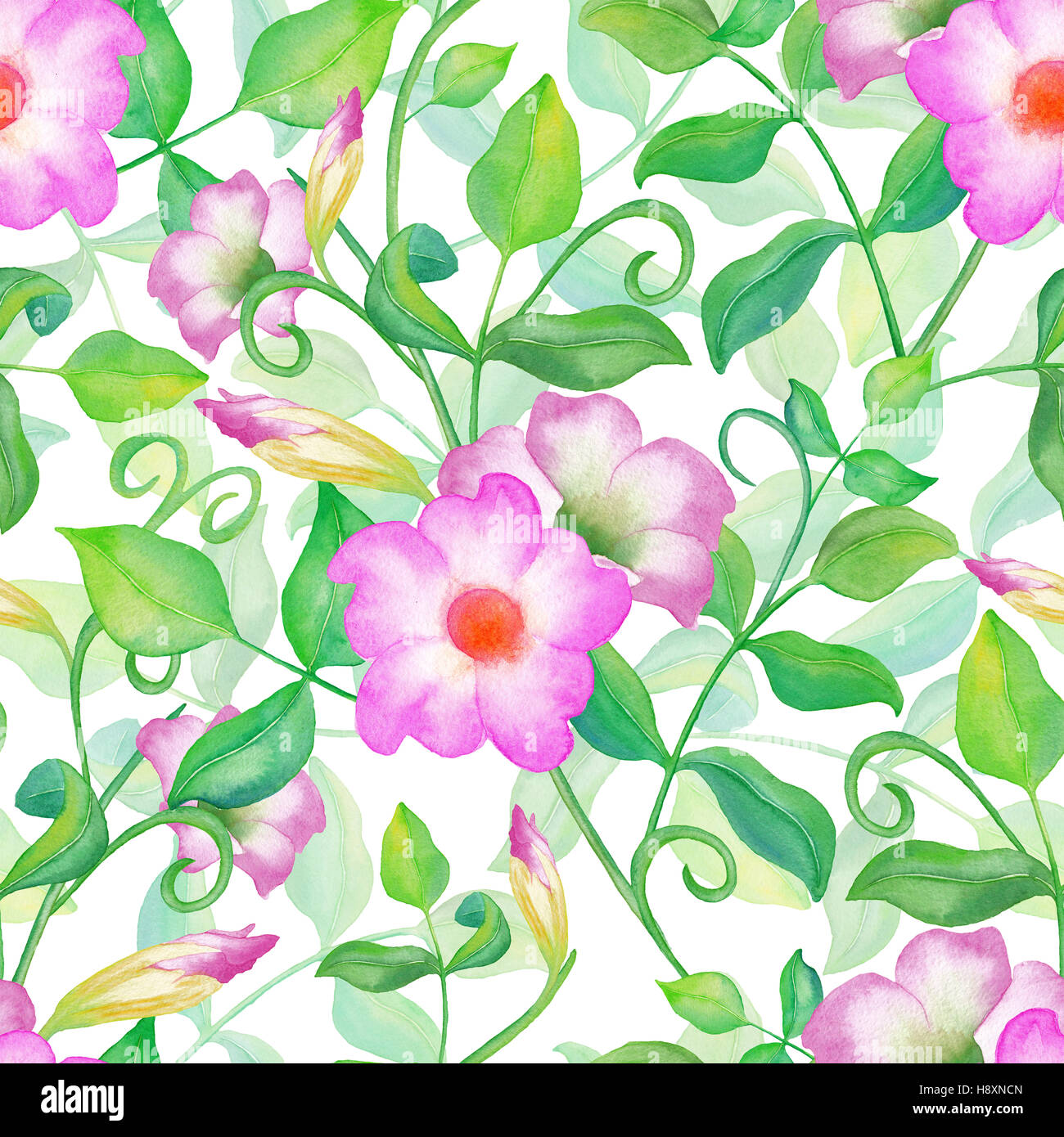 Watercolor spring floral garden seamless pattern Stock Photo - Alamy