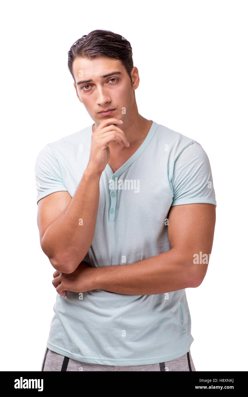 Young handsome man isolated on the white background Stock Photo - Alamy