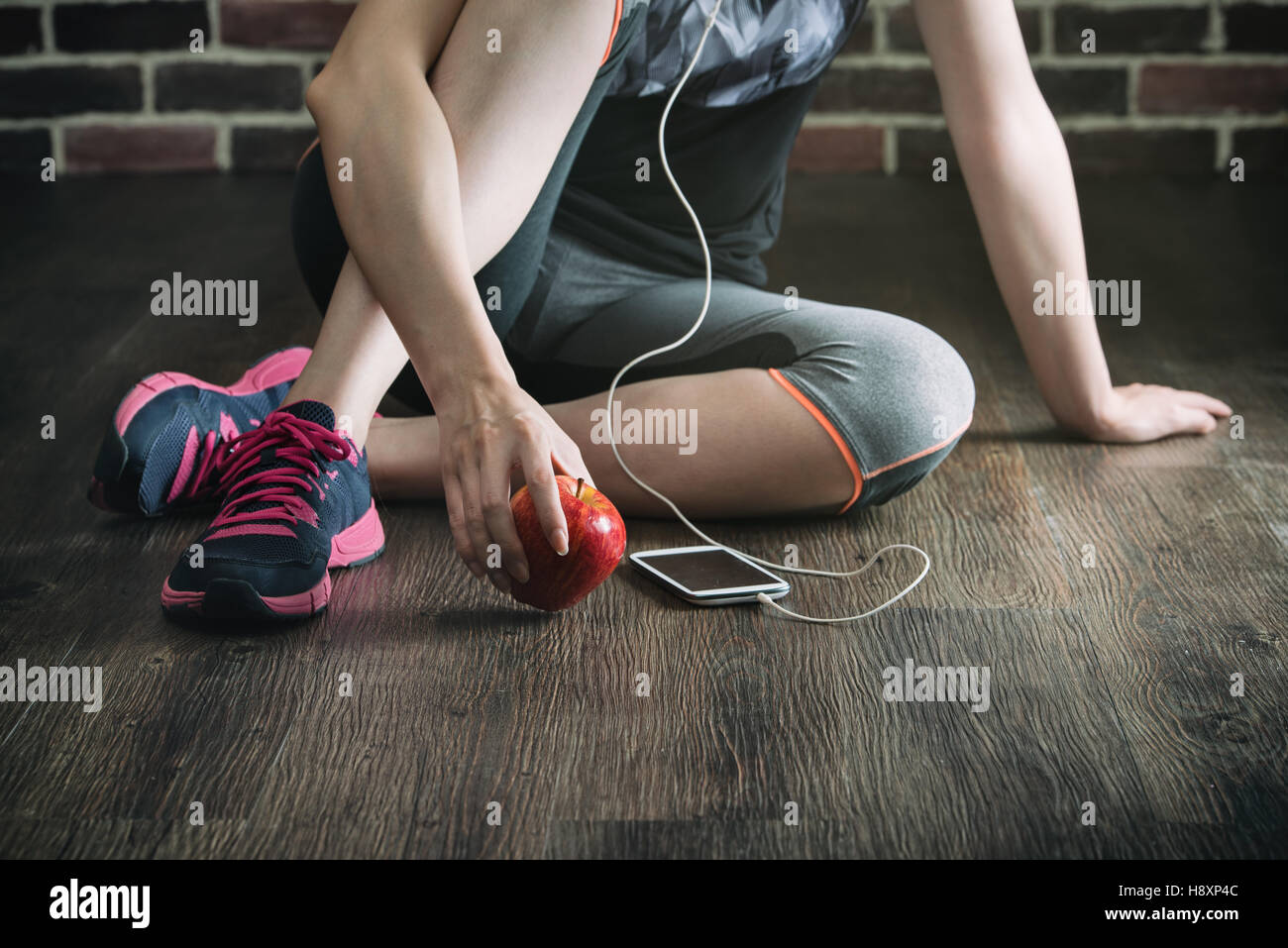 take rest listening to music eating apple after fitness exercise ...