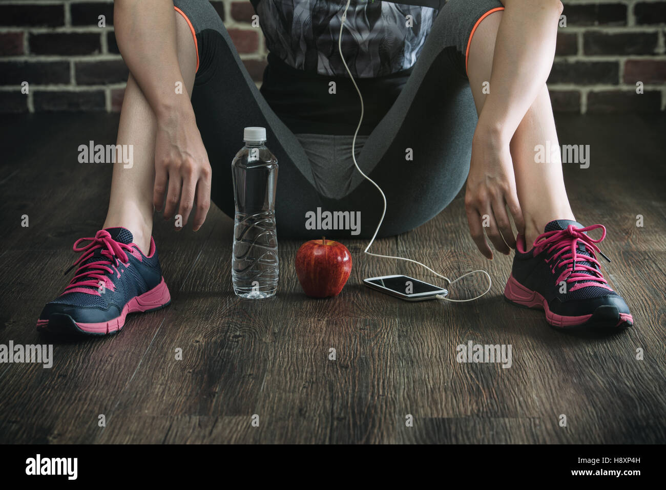 take rest listening to music drinking water eating apple after fitness ...