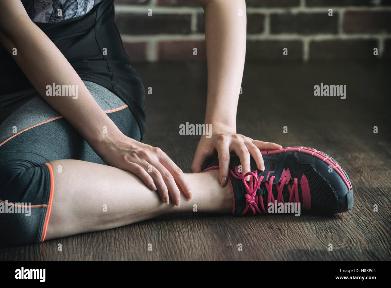 her ankle injured in gym fitness exercise training, healthy lifestyle ...