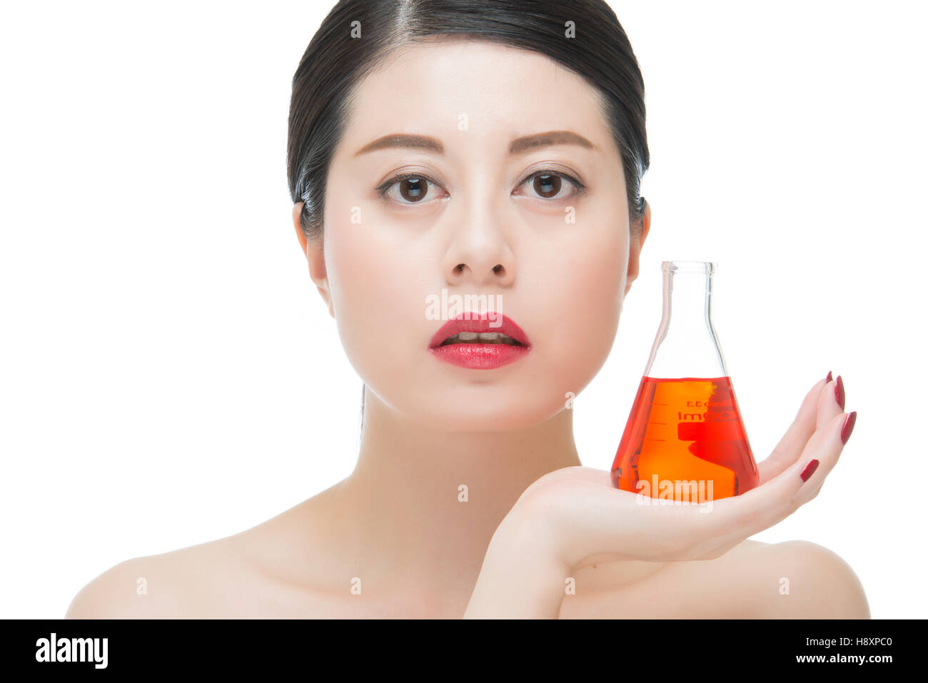 fashion beauty asian woman holding chemistry makeup cosmetic liquid ... fashion beauty asian woman holding chemistry makeup cosmetic liquid ...