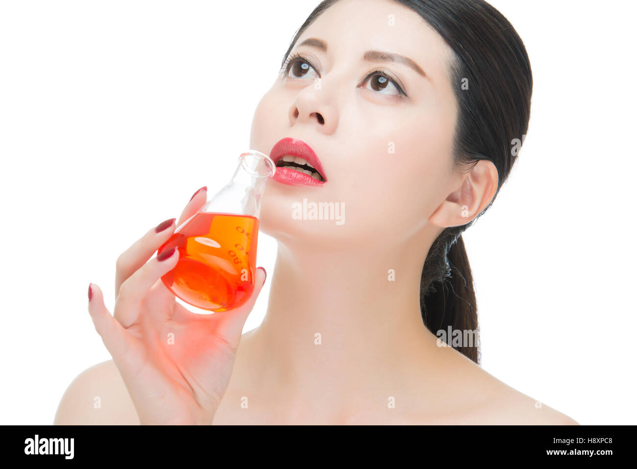 fashion beauty asian woman drinking chemistry makeup cosmetic liquid ... fashion beauty asian woman drinking chemistry makeup cosmetic liquid ...
