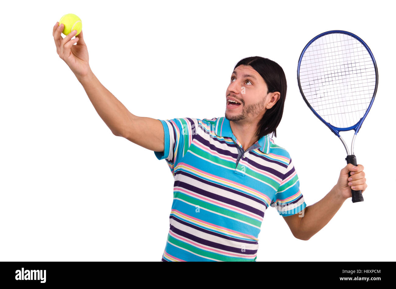 Man playing tennis isolated on white Stock Photo - Alamy
