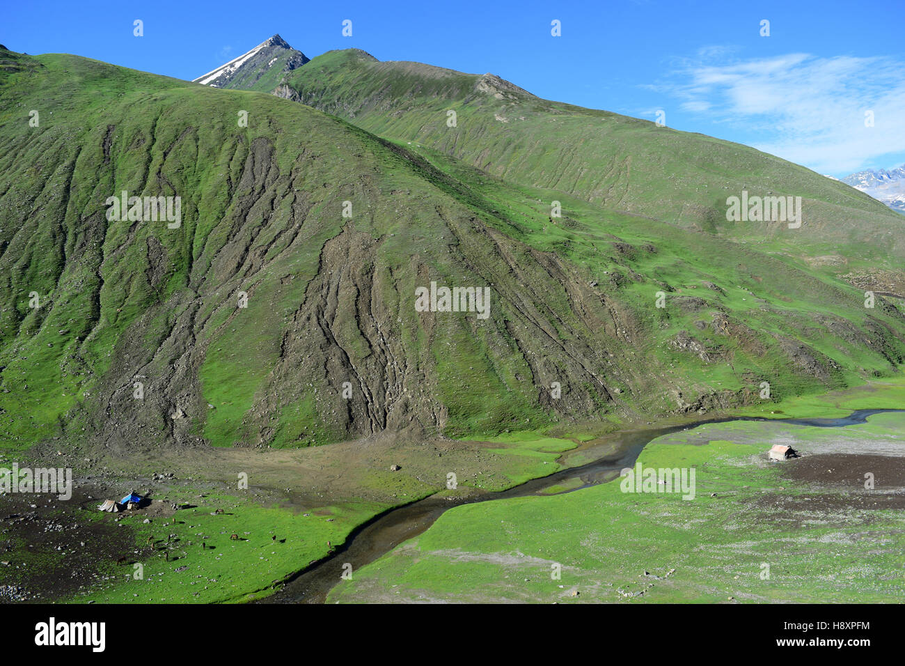 Beauty of huge green himalayan mountain and valley in jammu and kashmir ...
