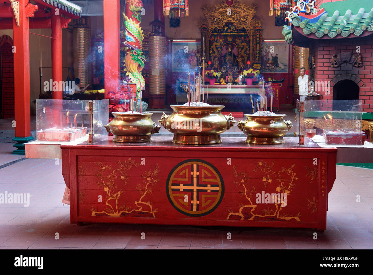 Inside of Guan Di Temple, also known as Kuan Ti Temple in Chinatown ...