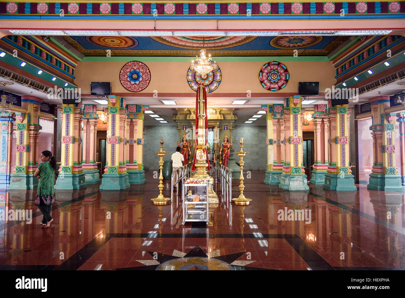Inside of Sri Mahamariamman Hindu temple in Chinatown. It is the oldest ...