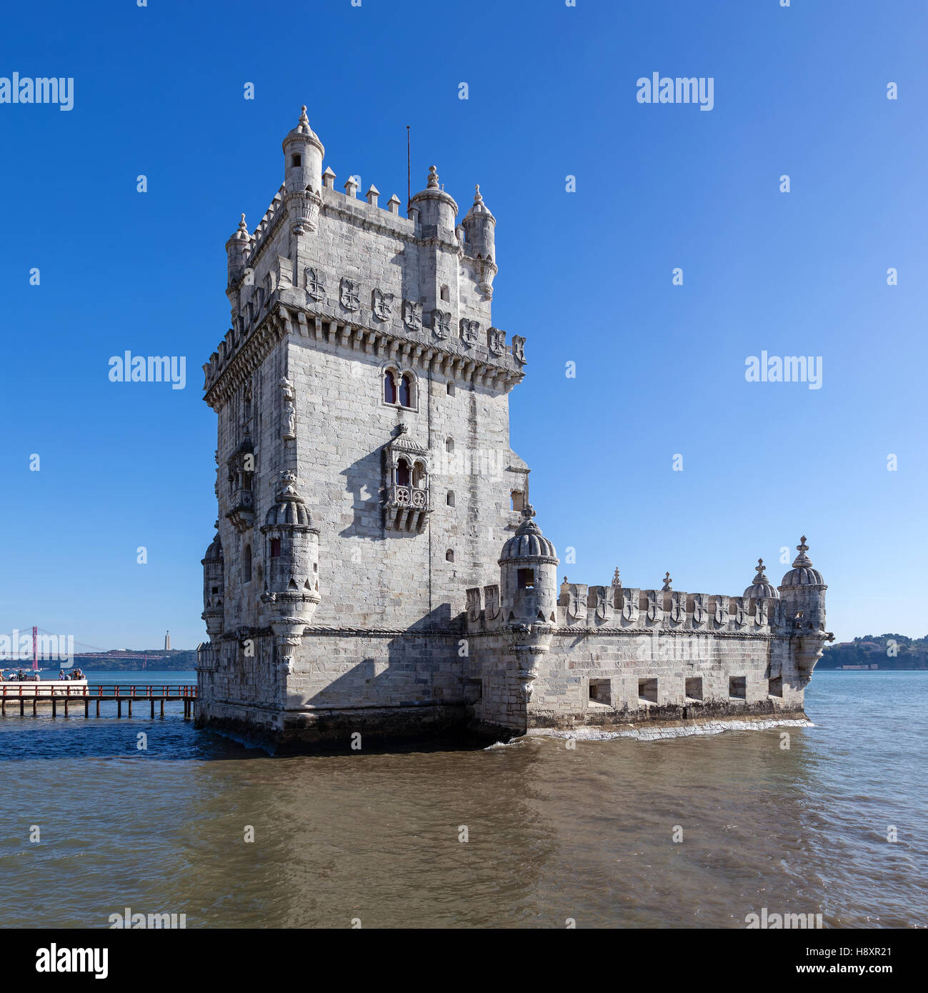Belem Tower in Lisbon, Portugal. Classified as UNESCO World Heritage it ...