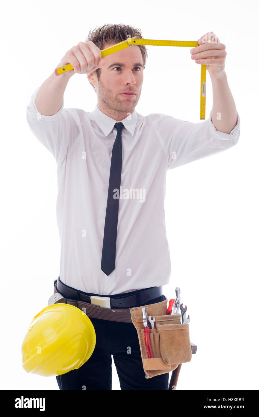 Businessman with tools Stock Photo - Alamy