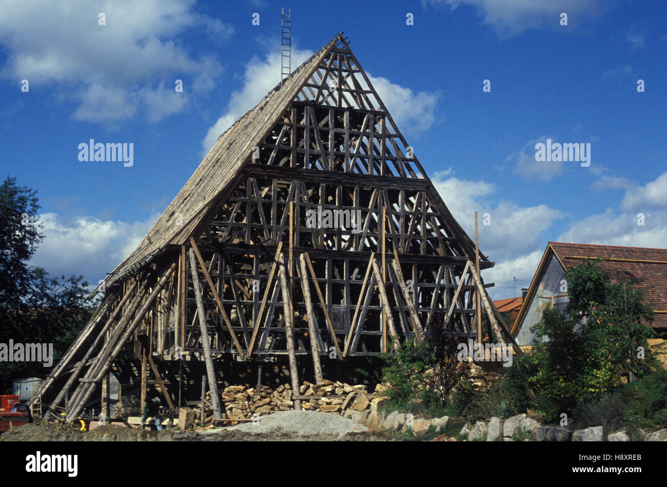 Half-timbered house, wood frame, restoration, reconstruction, Altdorf ...