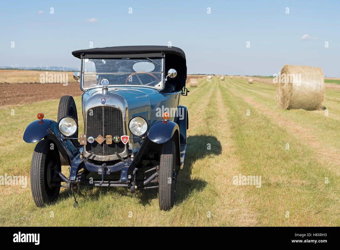 Oldtimer Citroen B10 in hay field, Torpedo Commerciale, made in 1925. 4 ...