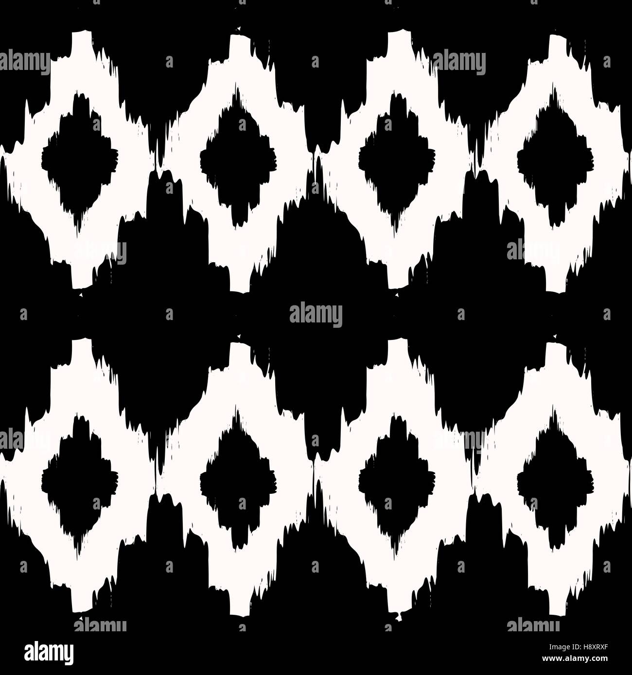 Hand drawn seamless tribal pattern in black and cream. Modern textile ...