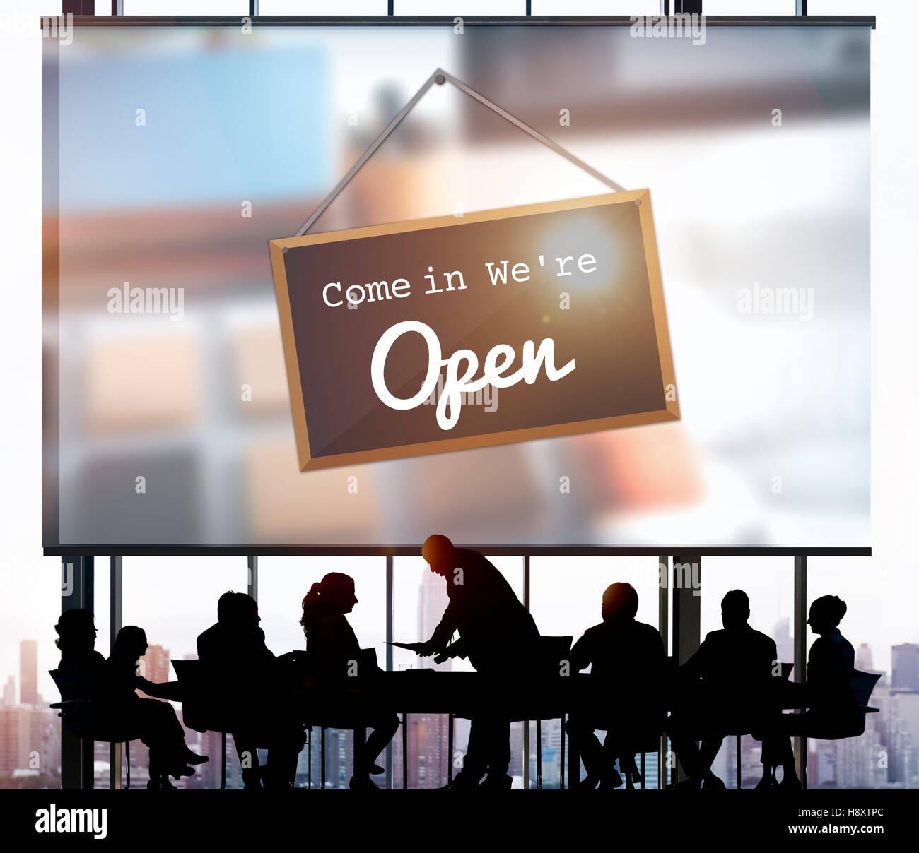 Open Signage Marketing Shop Concept Stock Photo - Alamy