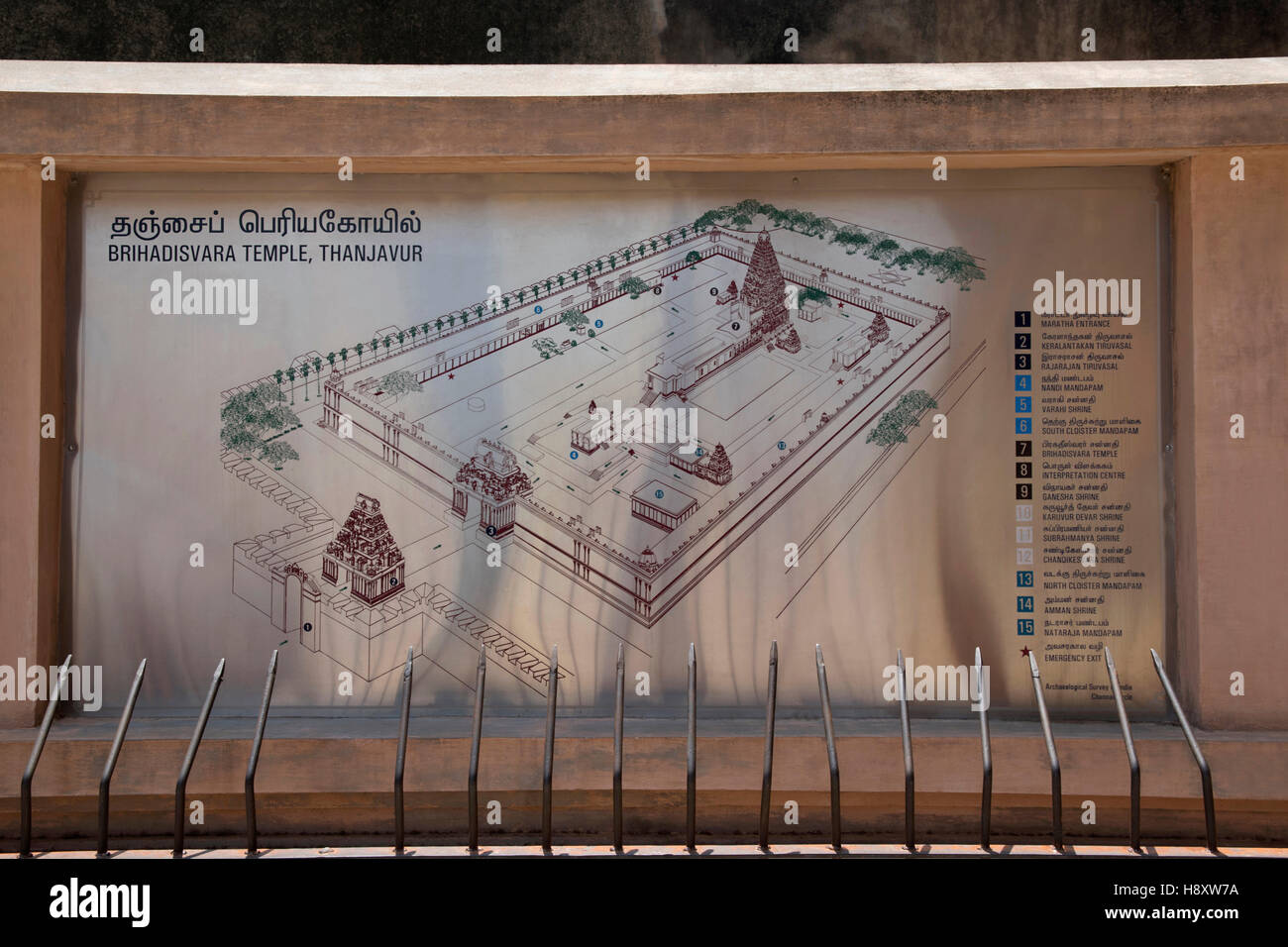 Map of Brihadisvara Temple complex, Tanjore, Tamil Nadu, India Stock ...