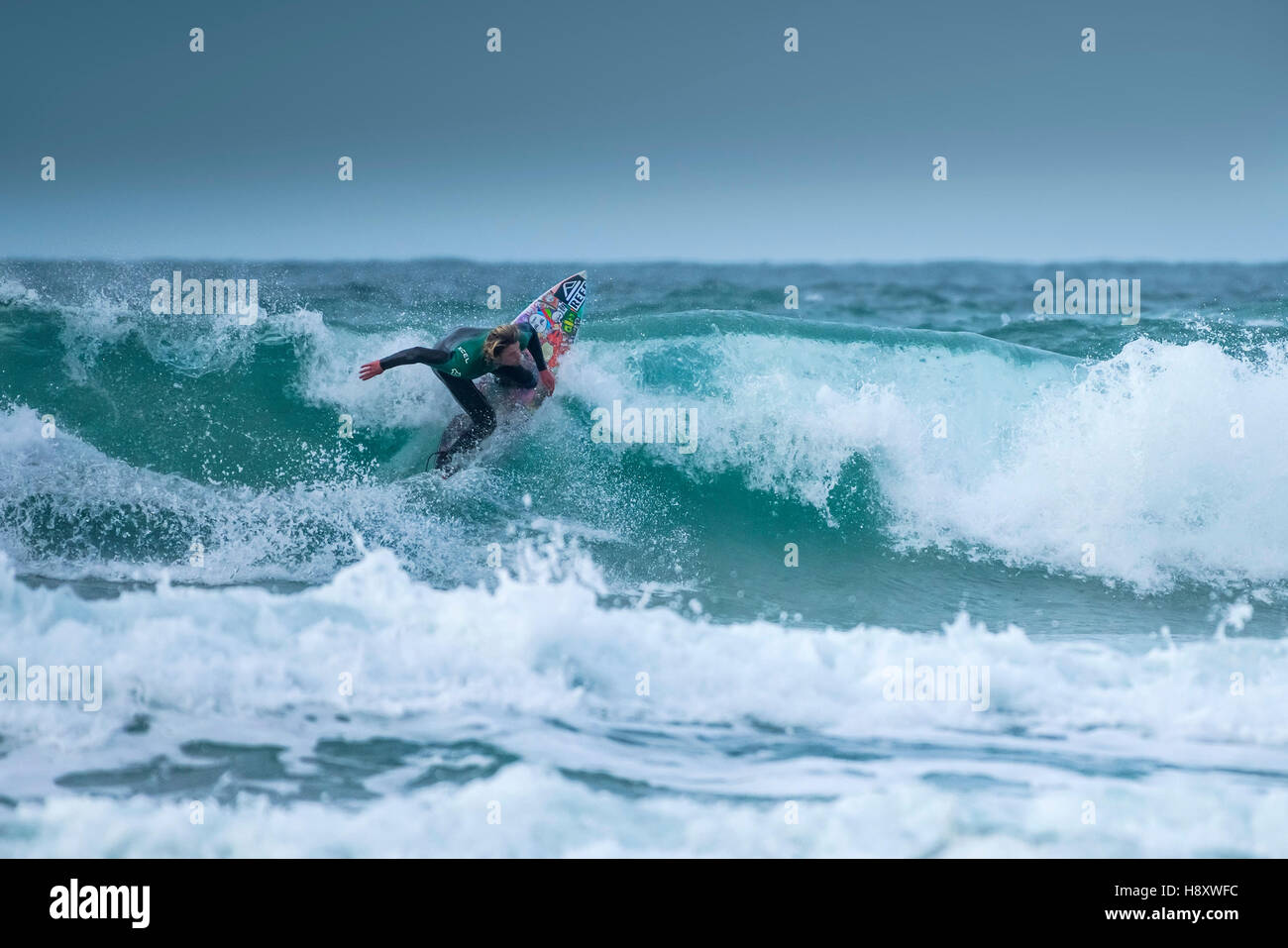 Spectacular surfing at Fistral in Newquay, Cornwall Stock Photo - Alamy