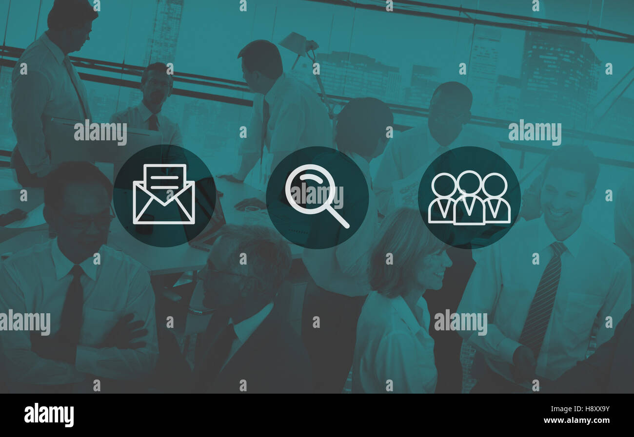 Mail Magnifying Glass Search Team Concept Stock Photo - Alamy