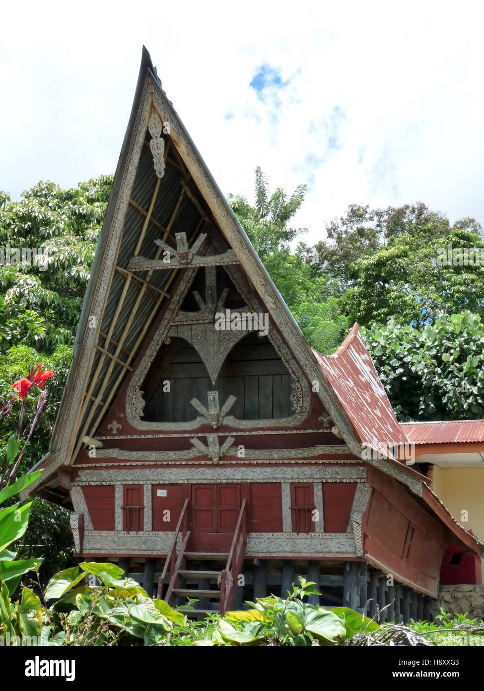 Traditional Batak house on Samosir island, Sumatra, Indonesia Stock ...