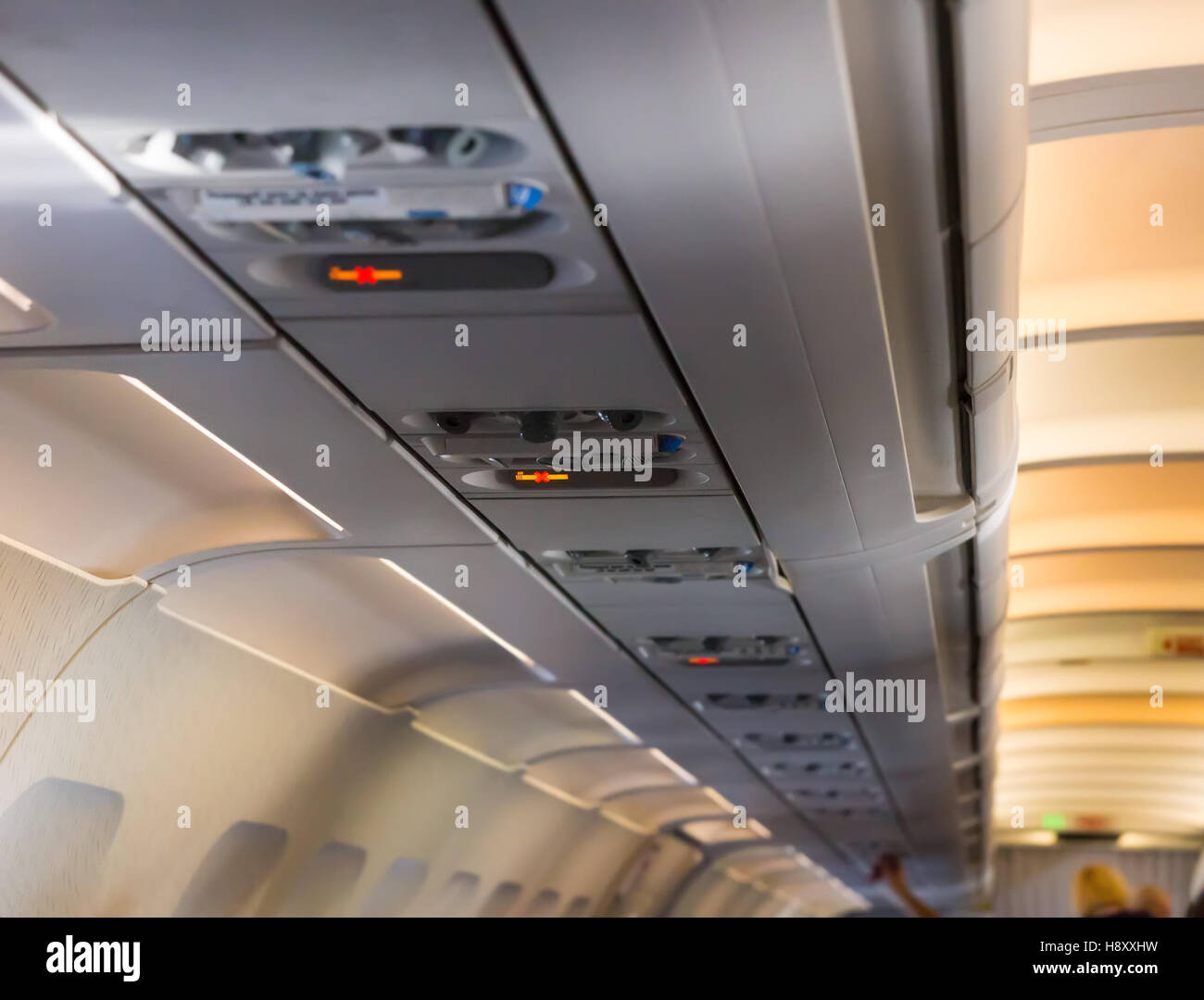 Overhead console in the modern passenger aircraft Stock Photo - Alamy