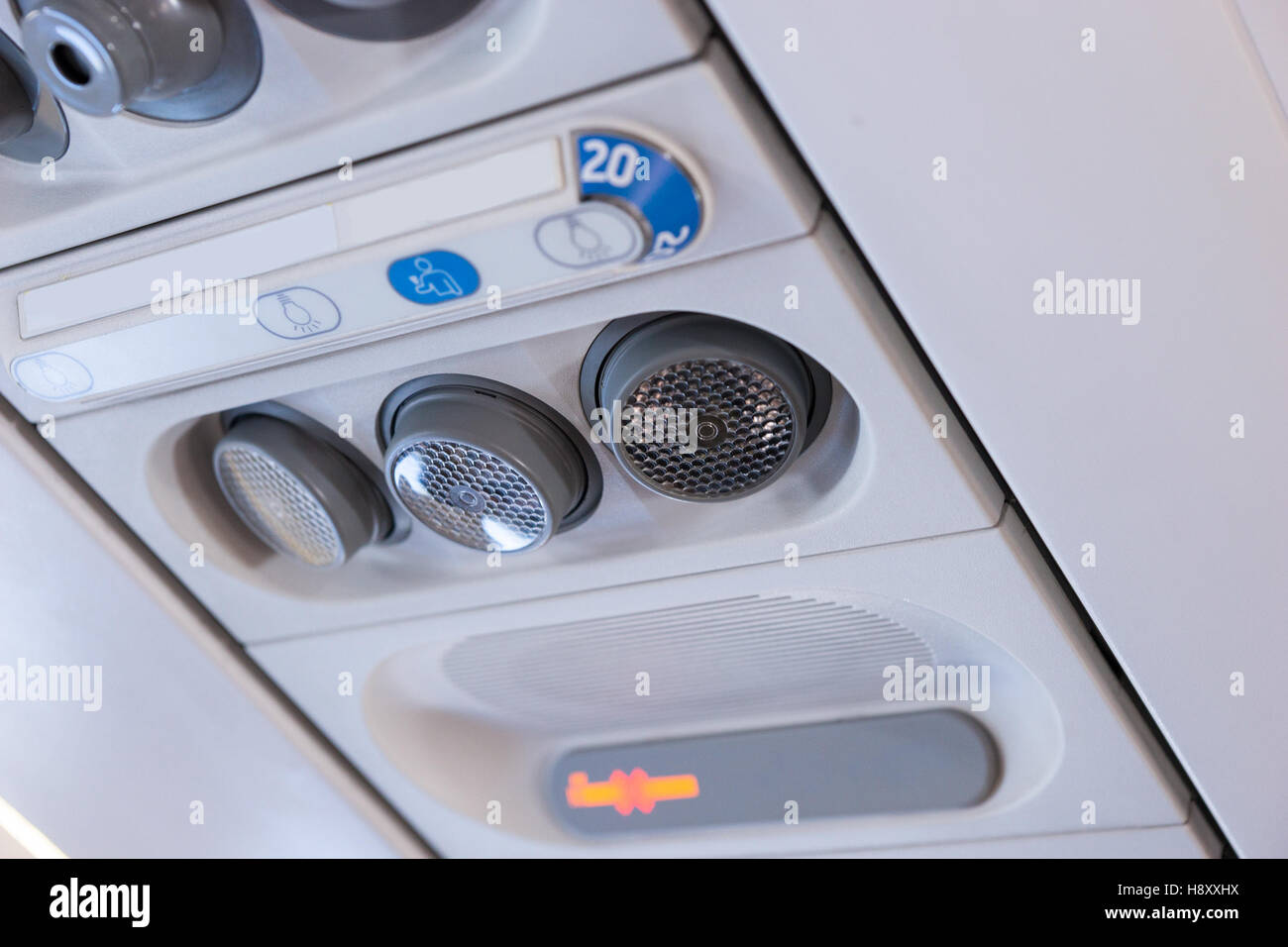 Overhead console in the modern passenger plane Stock Photo - Alamy Overhead console in the modern passenger plane Stock Photo - Alamy
