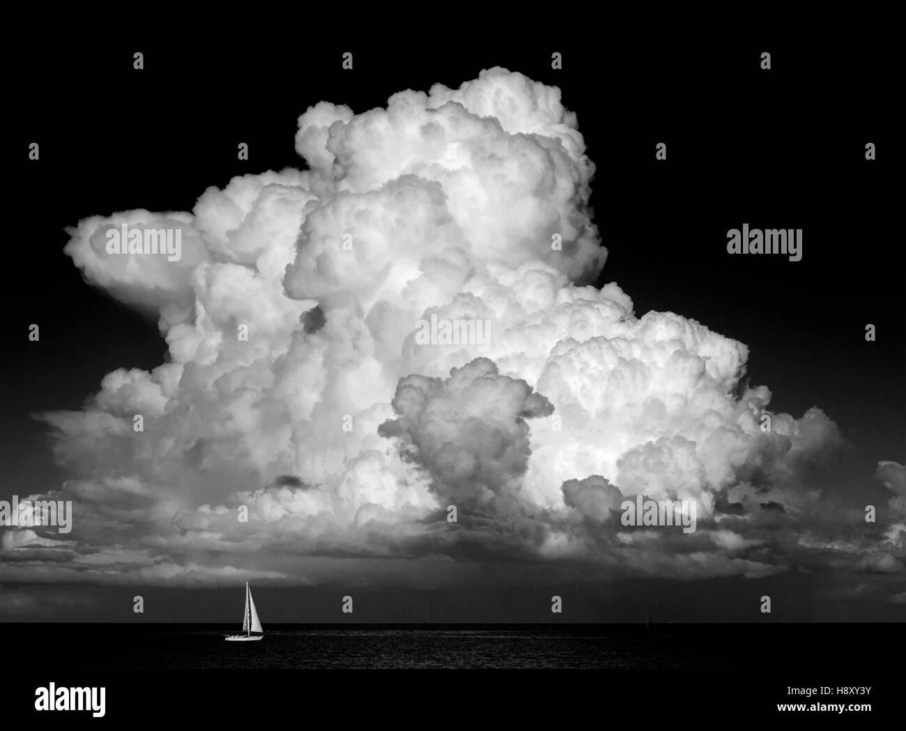 beautiful cumulus cloud over ocean weather and travel background ...