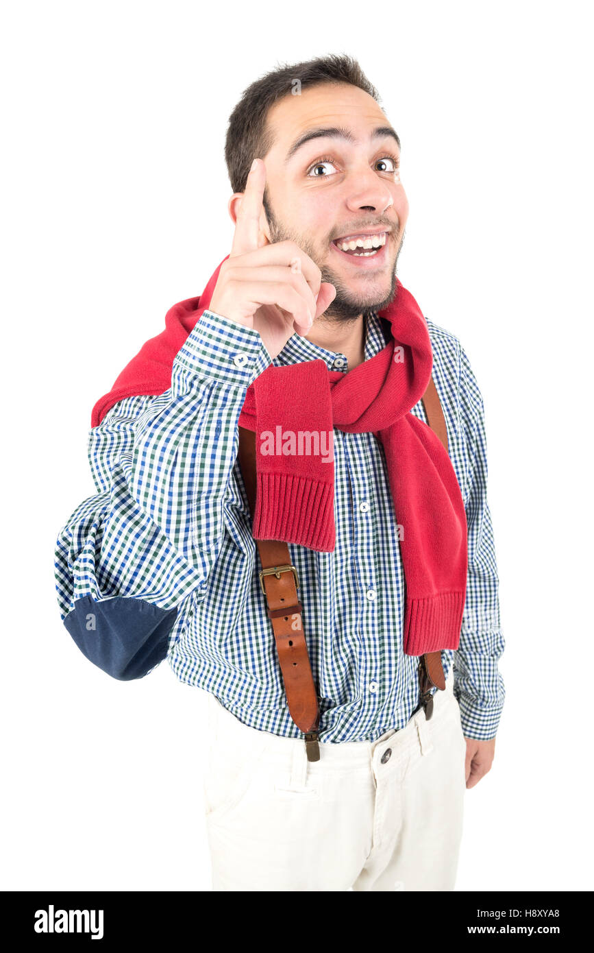 Young nerd posing isolated in a white background Stock Photo - Alamy