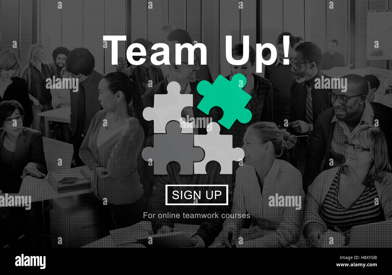Team Up Teamwork Collaboration Togetherness Concept Stock Photo - Alamy